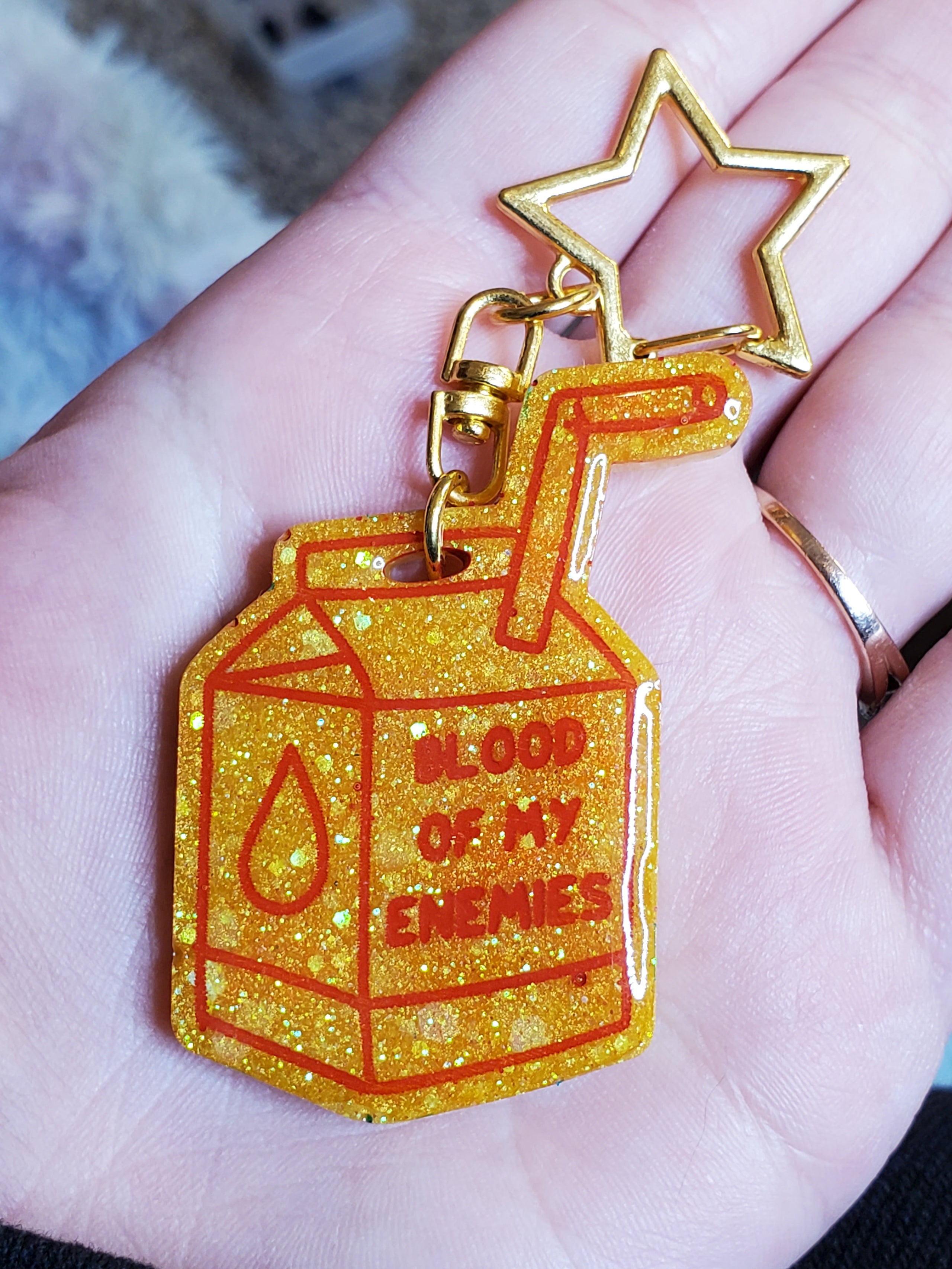 Blood of my Enemies: Juice Box Custom Resin Keychain | RatQueenLabs