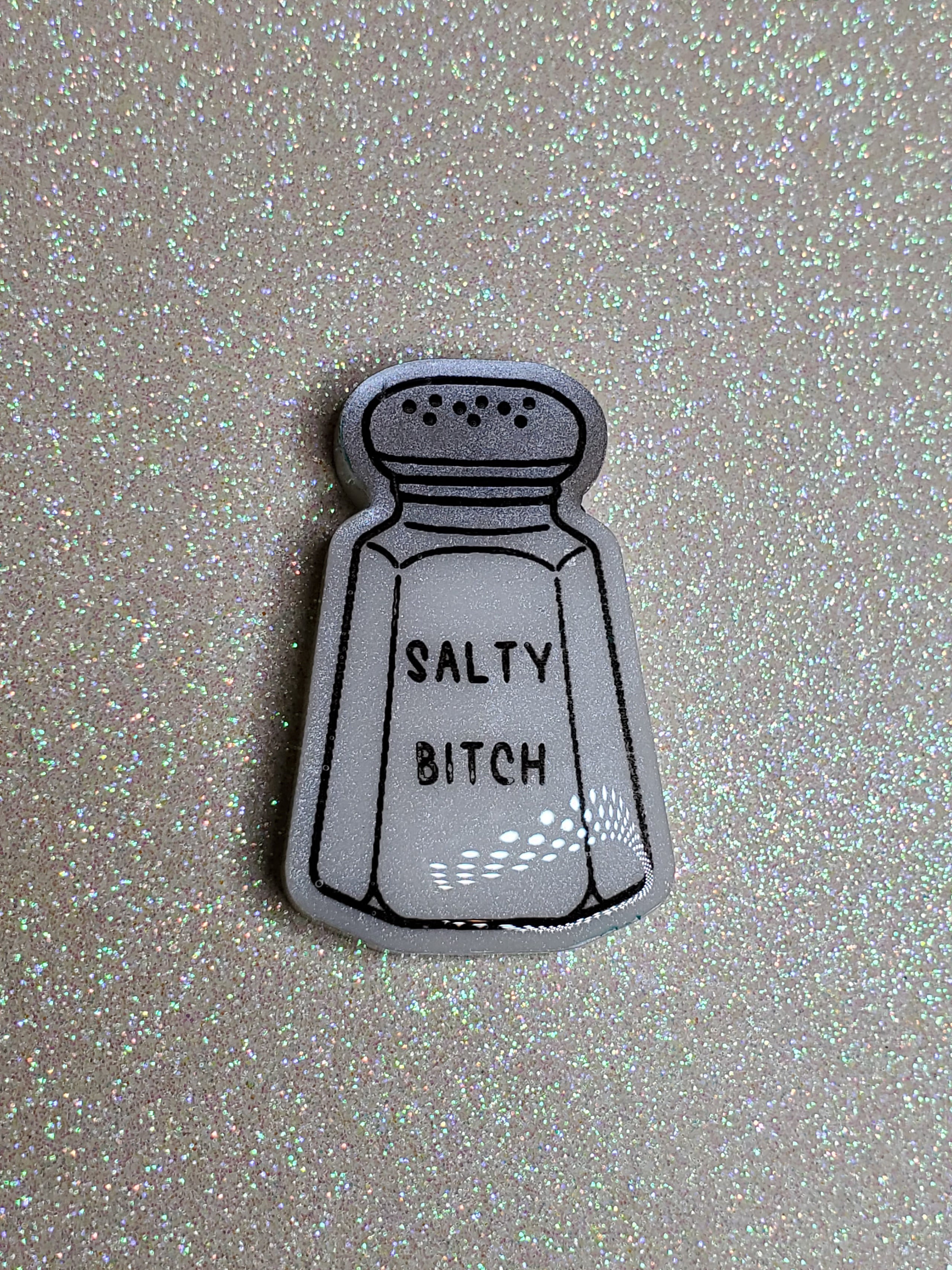 Salty Bitch Salt Shaker Custom Resin Pin | RatQueenLabs